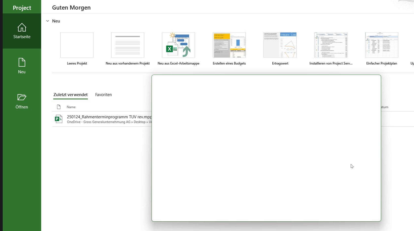 MS-Project license window does not open correctly. Window stays white ...