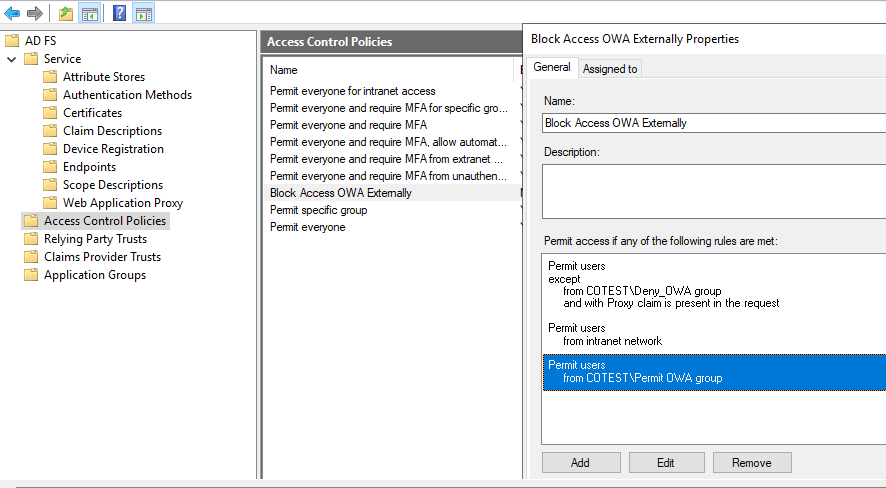 How to block OWA externally for specific AD Group - Microsoft Q&A