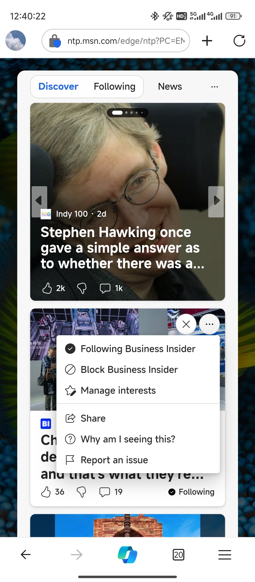 how to rid unwanted feeds from edge - Microsoft Q&A