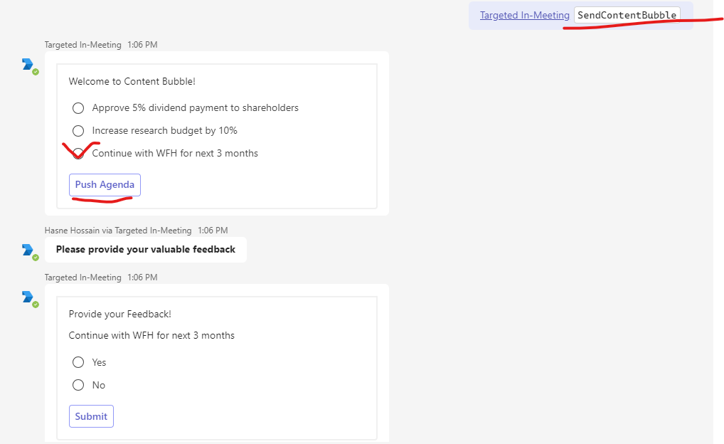 How to trigger a Dialog in the meeting interface of an attendee ...