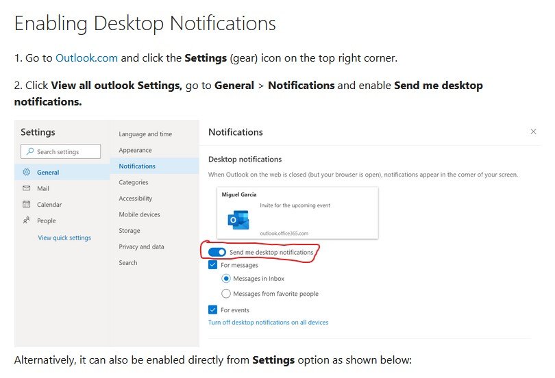 OWA Outlook does not have desktop notification feature - Microsoft Q&A