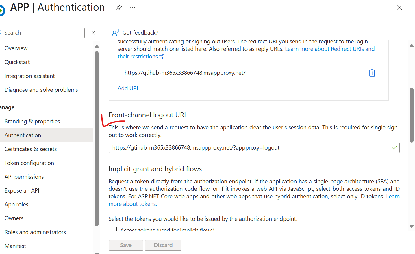 How do I clear the headers when logging out of an application published ...