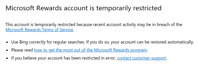 My Microsoft Rewards account was wrongly suspended - Microsoft Q&A