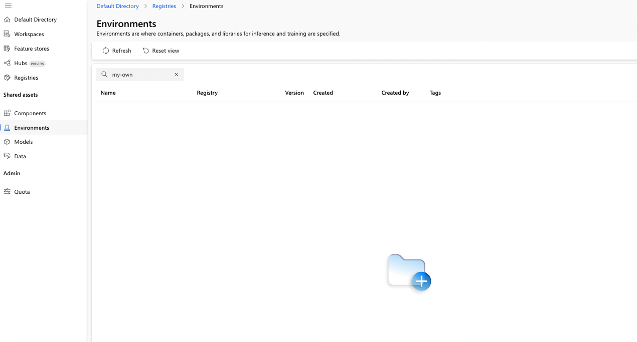 Unable to click on environments in Azure Machine Learning to view and ...