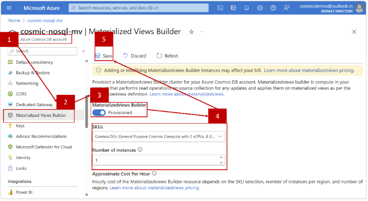 Azure Materialized view never gets created in Azure Cosmos DB Status: saying {status: enqueued ...