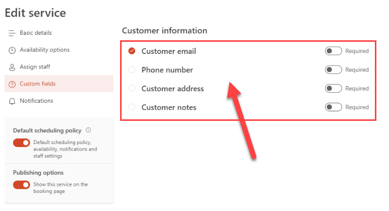 New-MgBookingBusinessService, how to set "Customer information ...