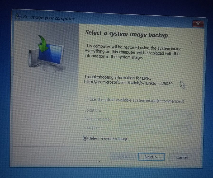 "Windows cannot find a system image on this computer" - Microsoft Q&A