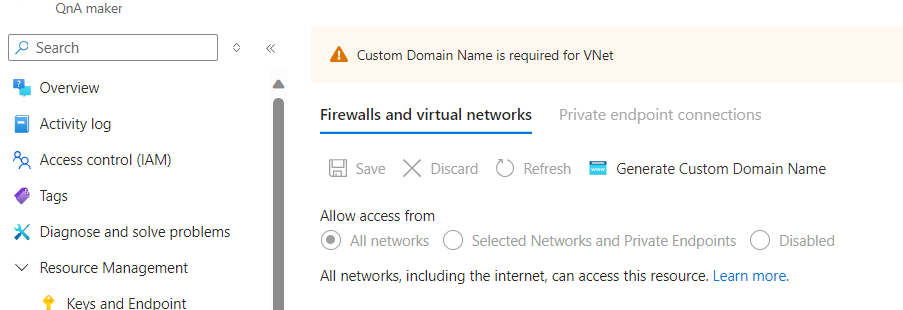 Can not add firewall rules in QnA maker - Microsoft Q&A