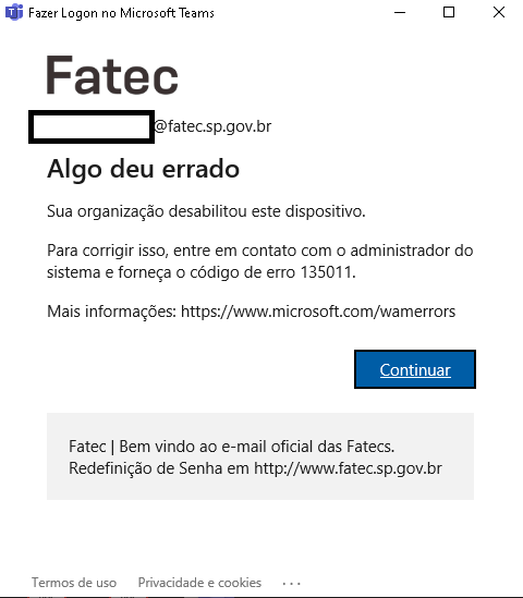 Erro 135011 ao tentar ativar novamente o Office 365 - Microsoft Q&A
