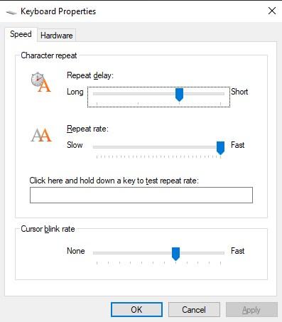 Press and holding down a key on my keyboard causes the letter to repeat ...