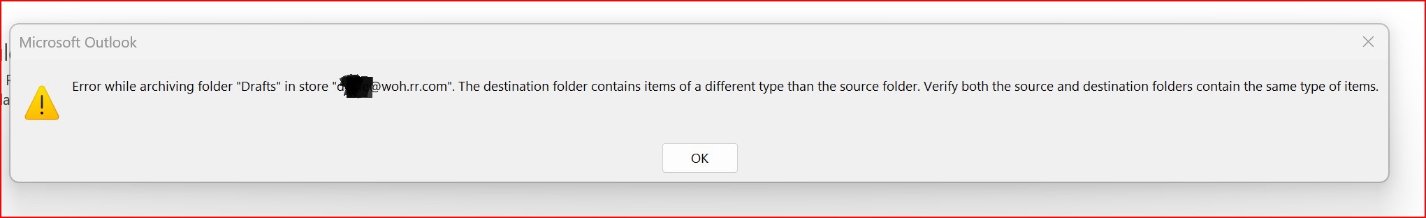 Outlook Archive Error while Archiving folder Outlook Archive Error while Archiving folder