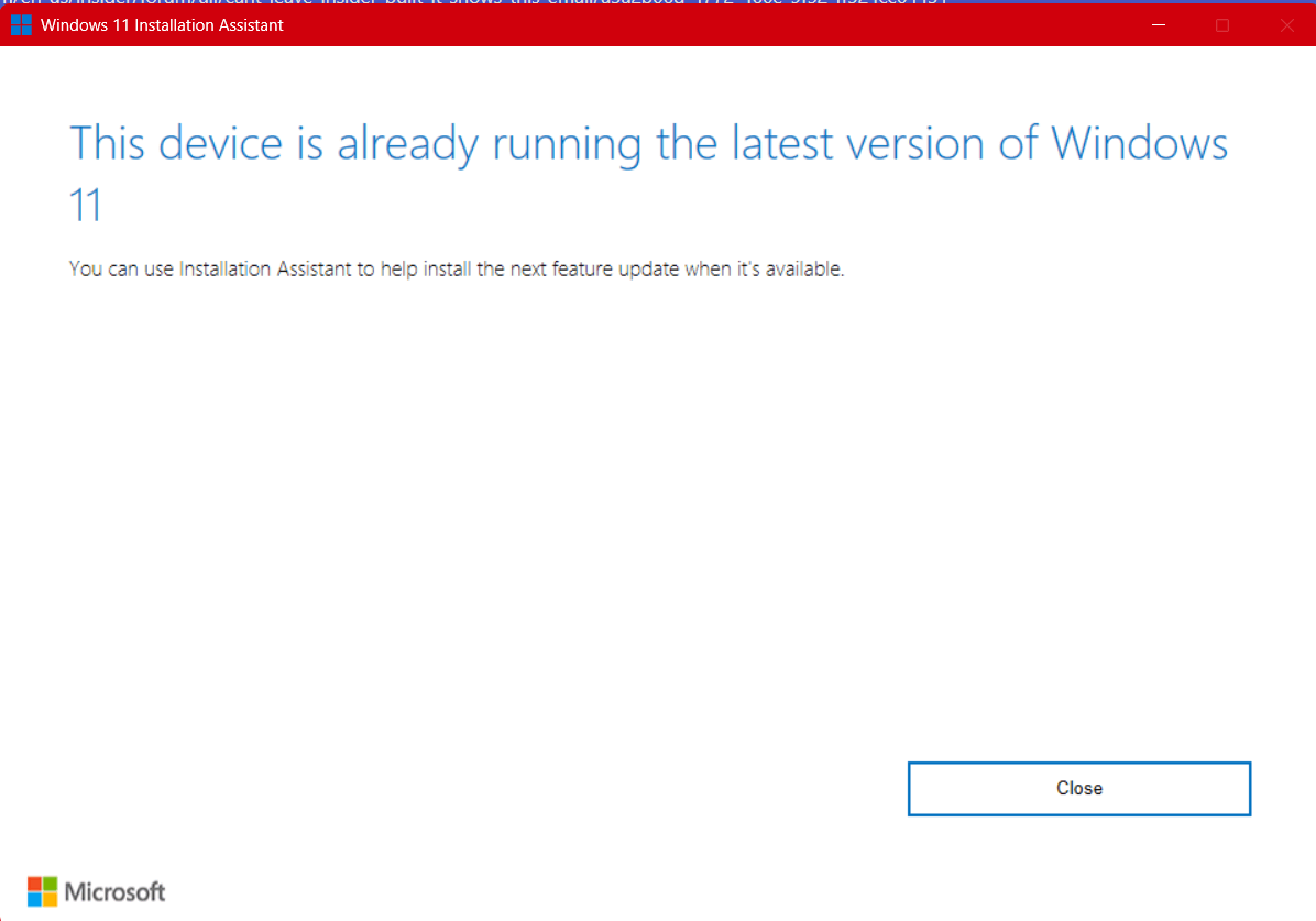 Can't leave Insider Built. It shows "This email address is not ...