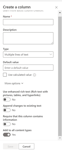 Sharepoint - Multiple Lines of Text Column with unlimited characters - Microsoft Q&A