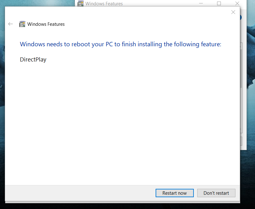 DirectPlay and Legacy Components not installing - Microsoft Q&A