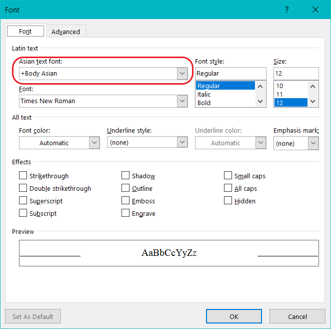 Adding Asian text font in font dialogue box - Microsoft Q&A