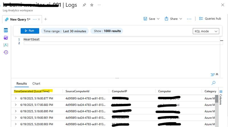 Monitor Logs view from start Time to end Time. - Microsoft Q&A