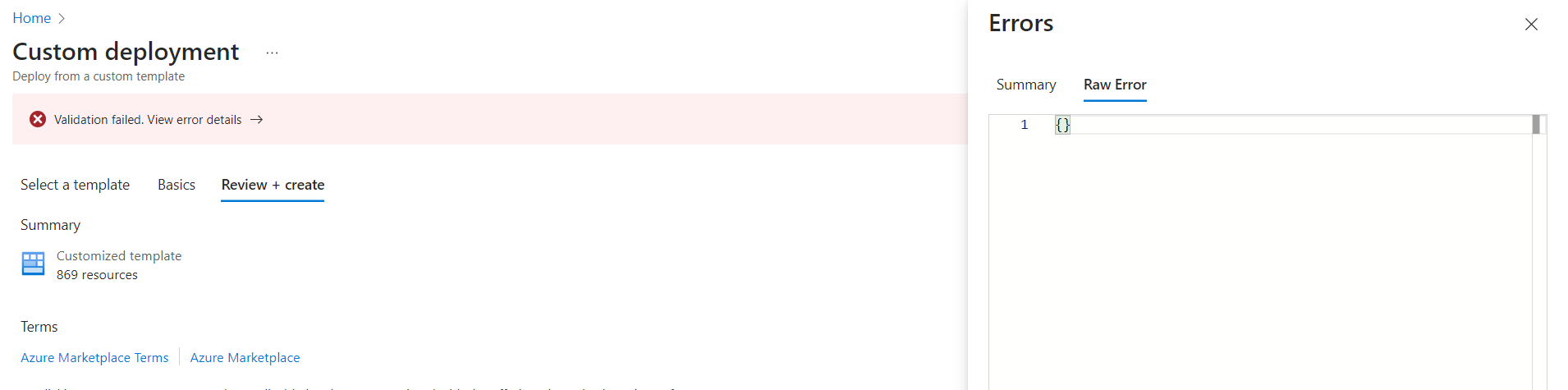 Azure Data Factory importing ARM Template. Error Type: {} - Microsoft Q&A