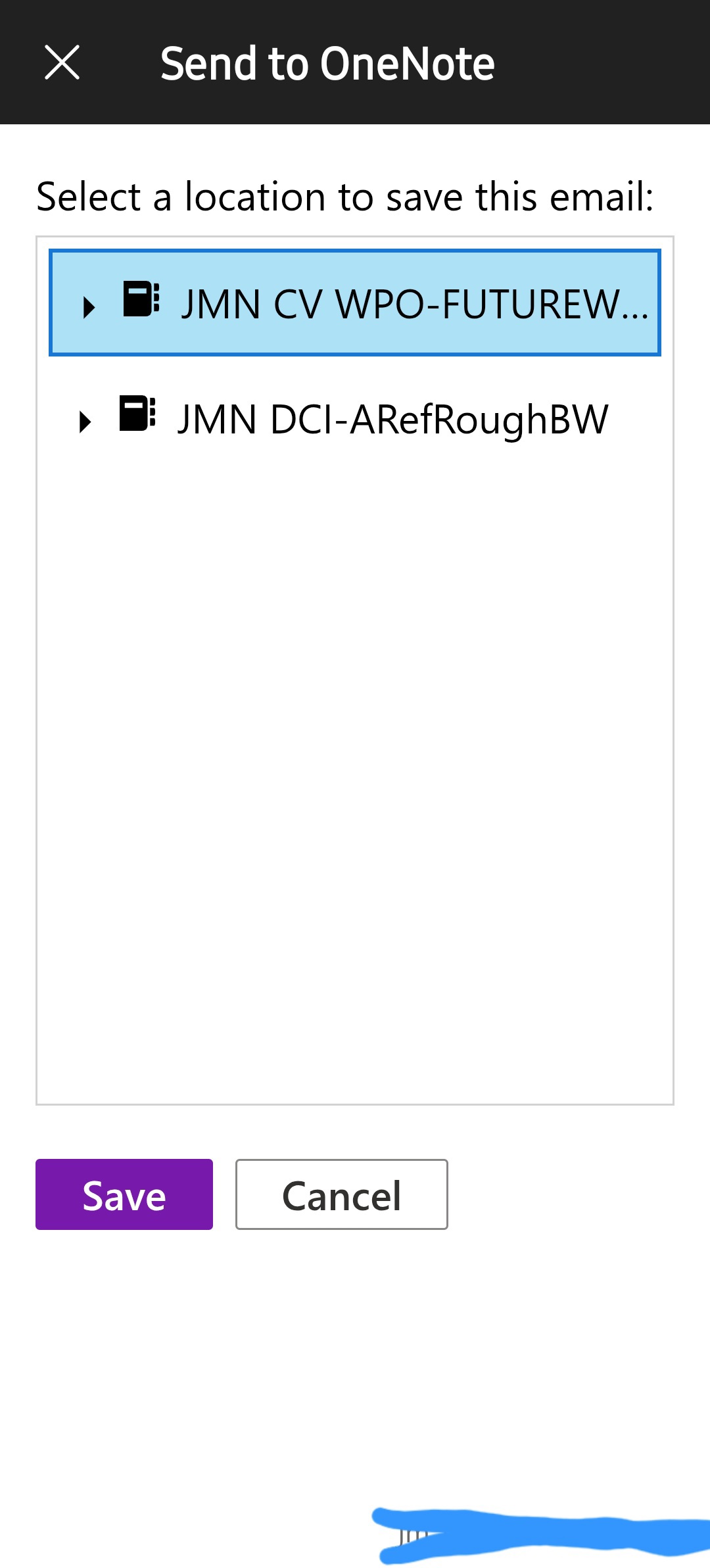 Send to OneNote: Choose a location - Microsoft Q&A