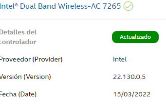 Driver Intel AC 7265 Modelo 7265NGW Dual Band 2.4 y 5 GHz para Windows ...