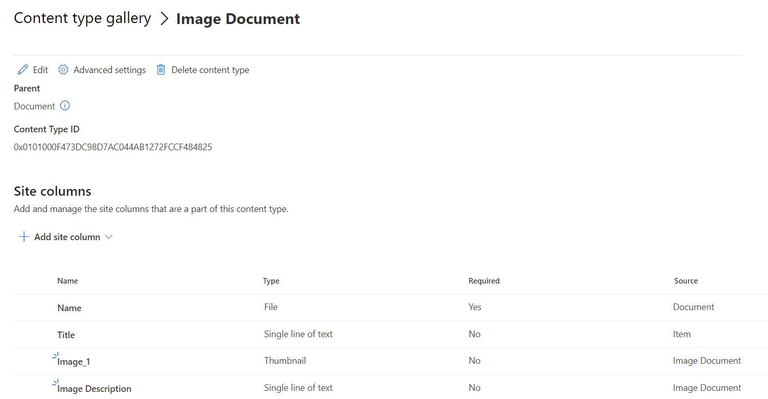 Sharepoint "Image" column not populating in Quick Parts Menu - Microsoft Q&A