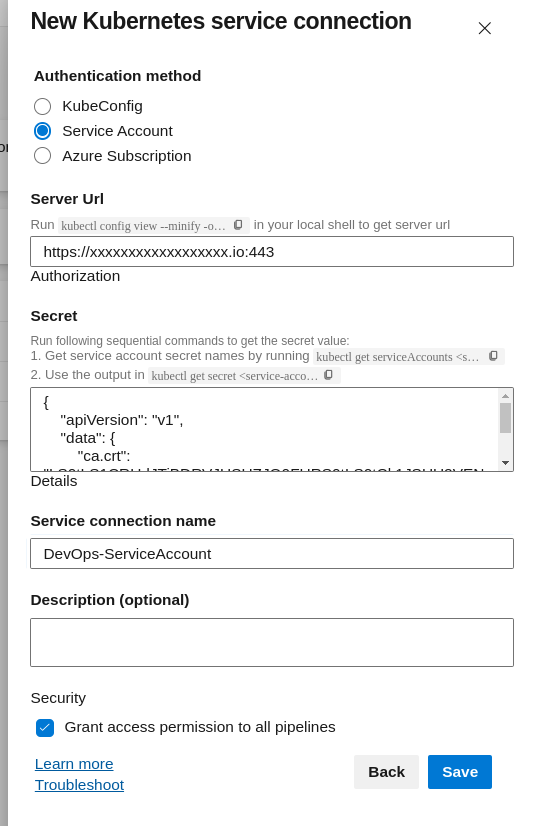 Cannot Setup A Kubernetes Service Connection Without Enabling Local Accounts Microsoft Qanda