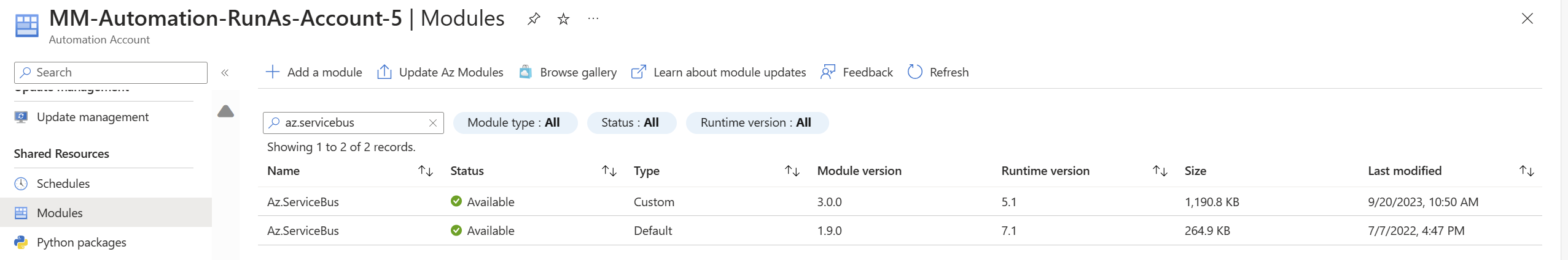 Set-AzServiceBusGeoDRConfigurationFailOver error in Azure automation ...