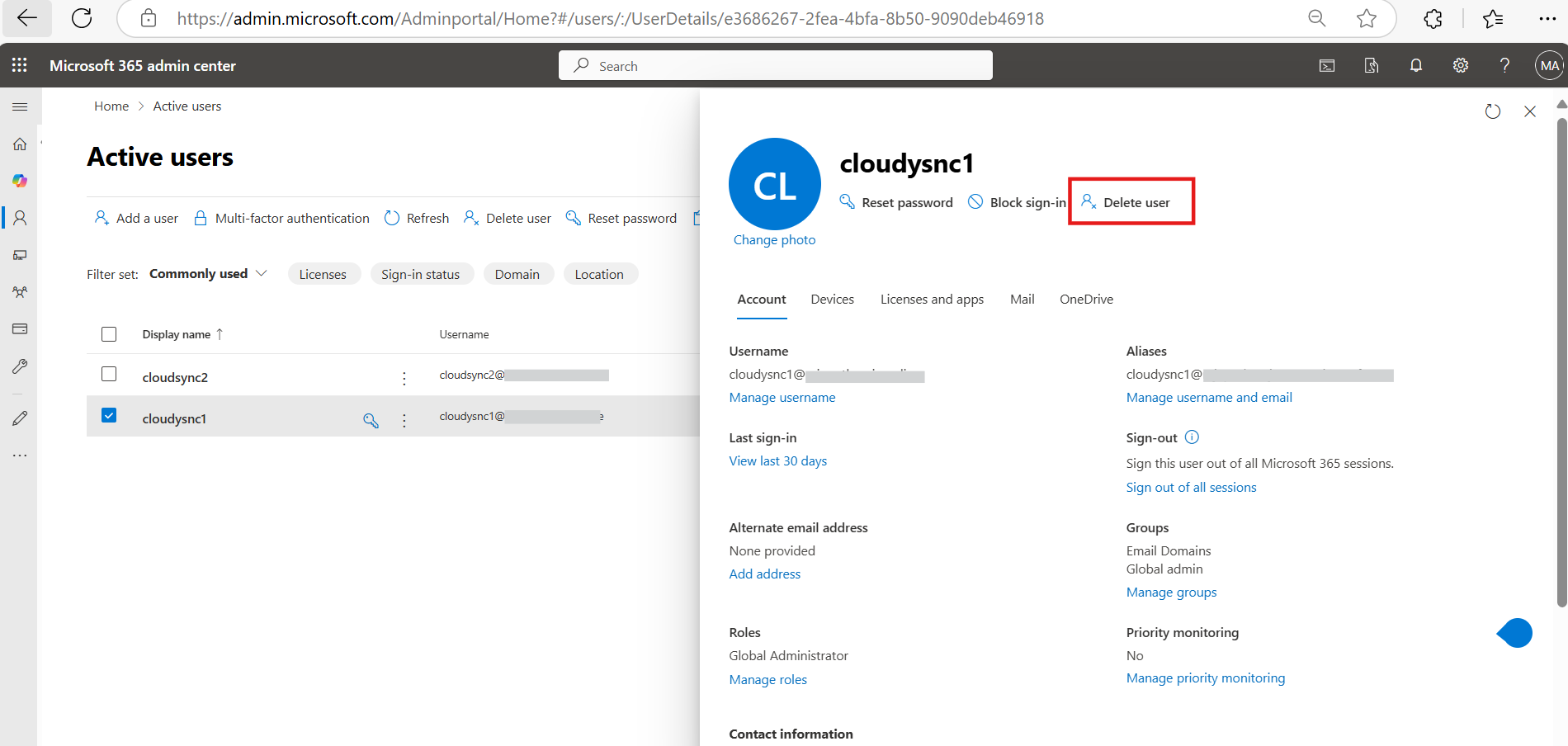 Azure AD Connect and Admin Center sync. - Microsoft Q&A