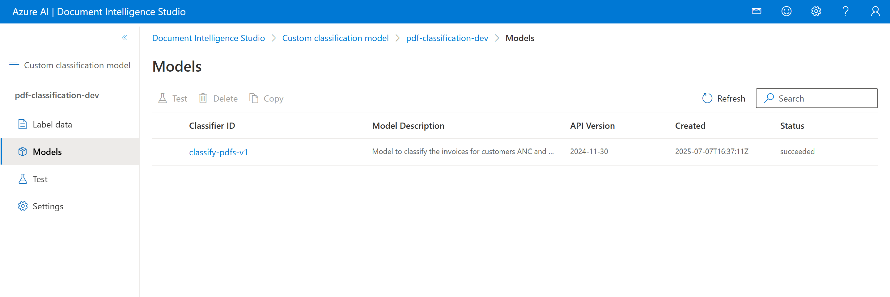 Do we need to publish the custom classifier model on azure document intelligence studio after it ...