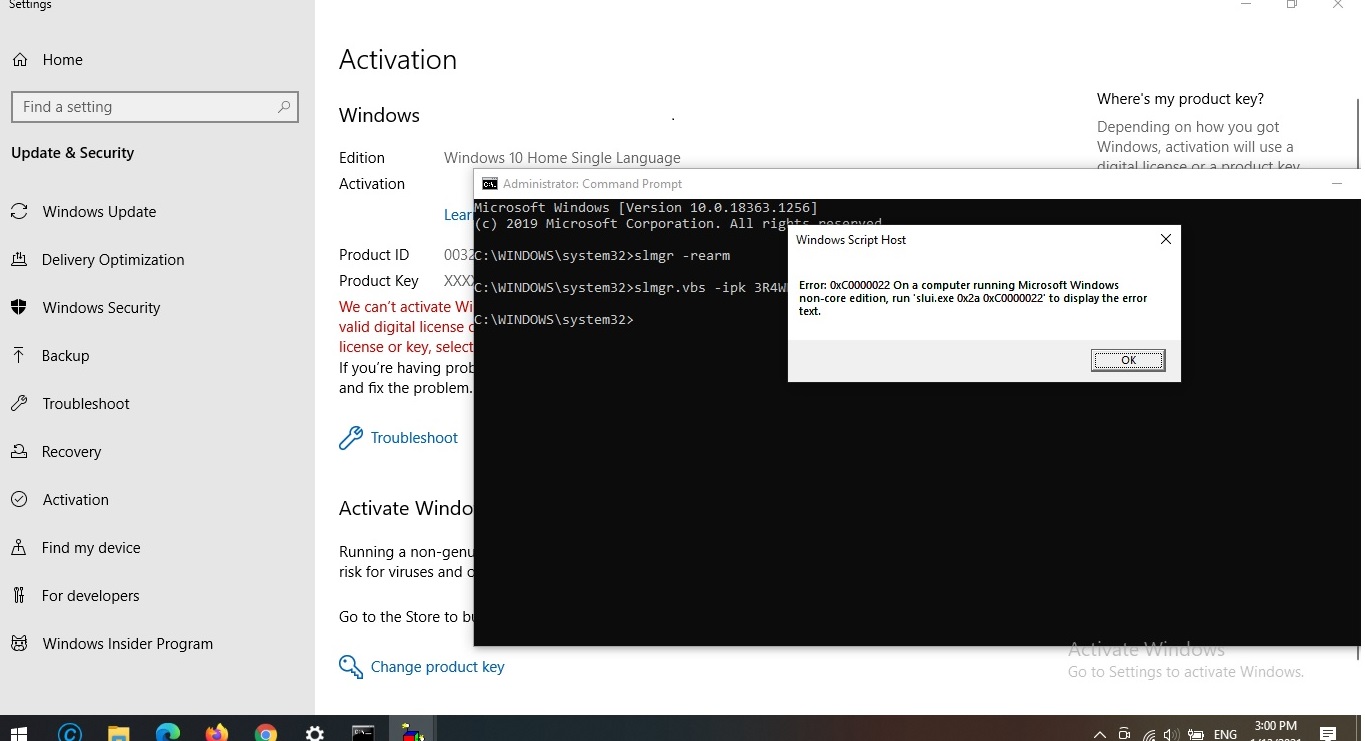 0xc0000022 Windows activation error. - Microsoft Q&A