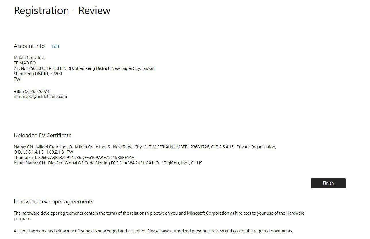 Can`t finish register for the Microsoft Windows Hardware Developer Program - Microsoft Q&A