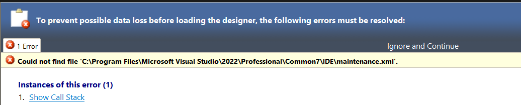 Visual Studio could not find a file question - Microsoft Q&A