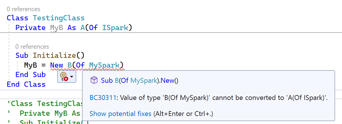 I am trying to cast a type into an interface and have some problems ...