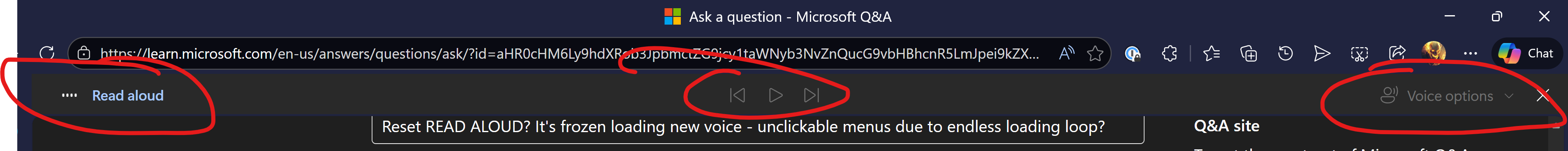 Reset READ ALOUD? It's frozen loading new voice - unclickable menus due ...