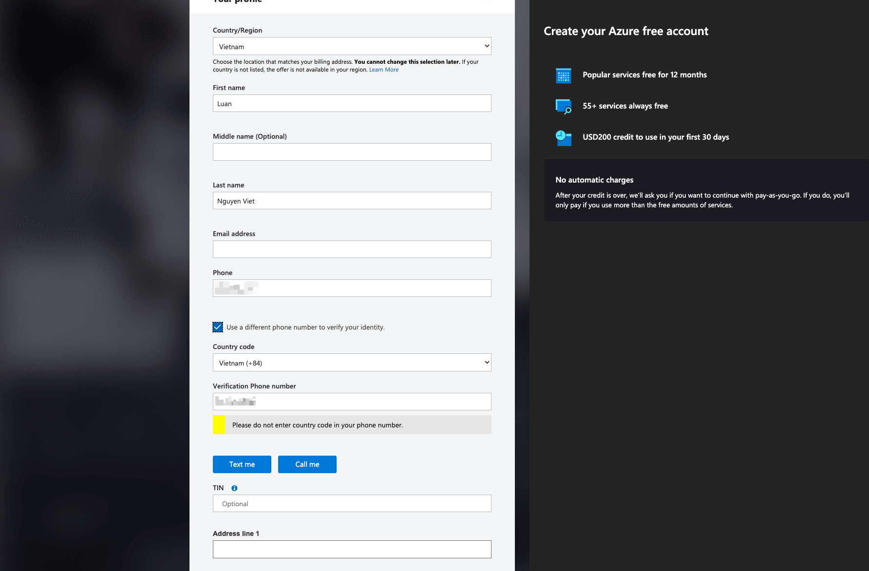 How to validate mobile number when registering Azure? - Microsoft Q&A How to validate mobile number when registering Azure? - Microsoft Q&A