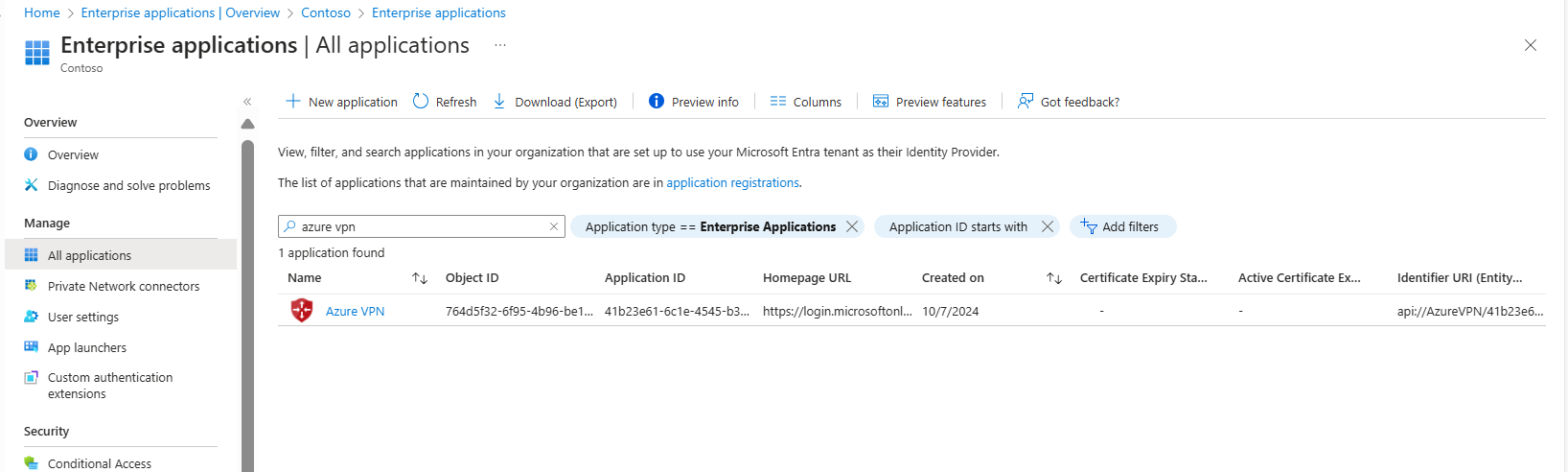 Can´t add Azure VPN Client Enterprise Application to Tenant - Microsoft Q&A