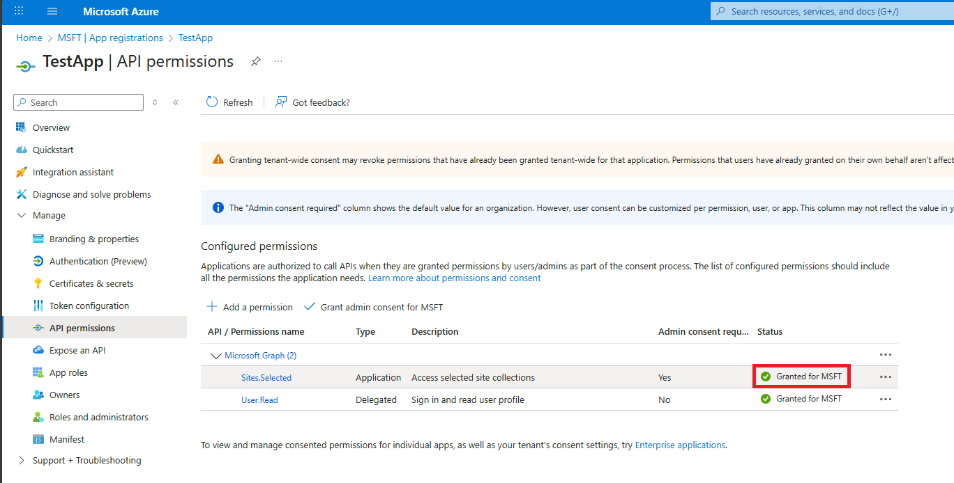 Getting AccessDenied when trying to query a Sharepoint Site with Site ...
