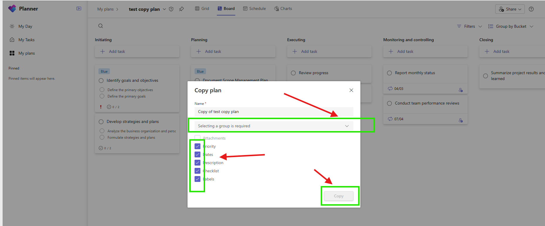 How can I create a template in the Planner app in Microsoft Teams ...