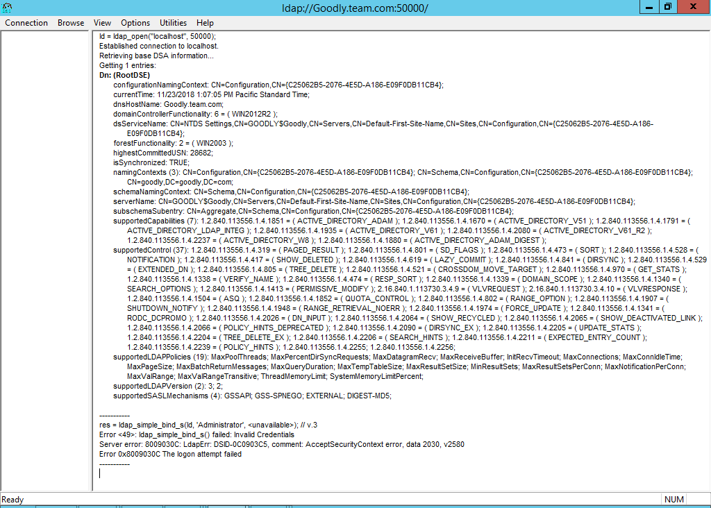 LDAP invalid credentials - Active Directory Windows Server 2012 R2 ...