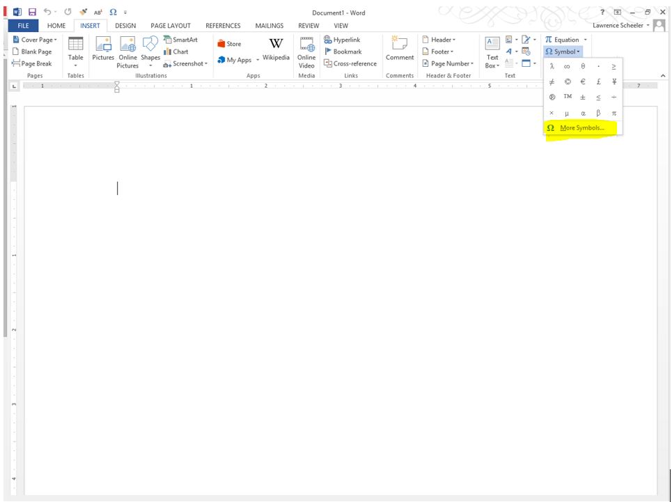 MS Word 2013: Cannot view More Symbols dialog - Microsoft Q&A
