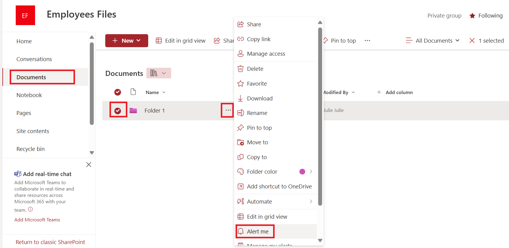 How to activate sharepoint notifications for files ? - Microsoft Q&A