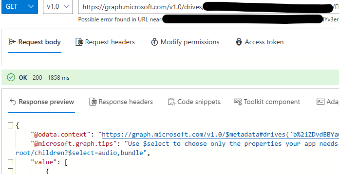 Microsoft Graph Api For Sharepoint Returns Unknownerror When Trying To Get Folder Location