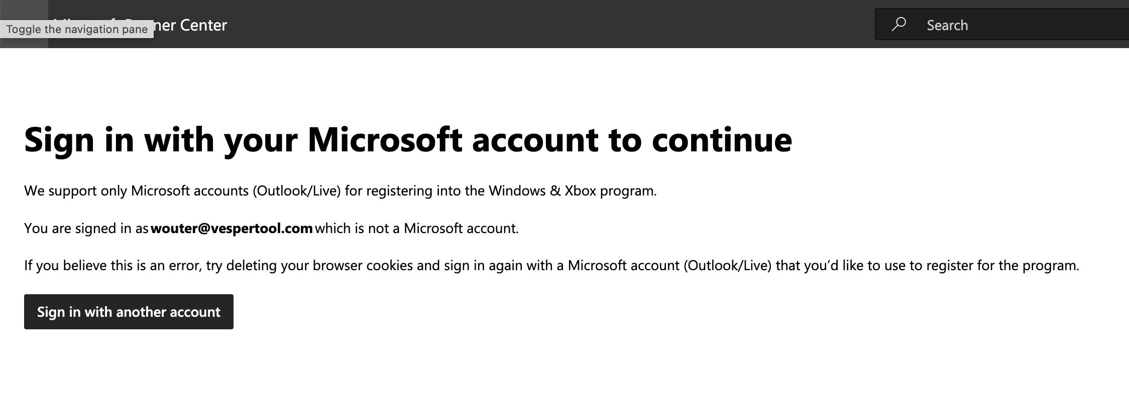 My Microsoft account is not recognized as a Microsoft account when ...