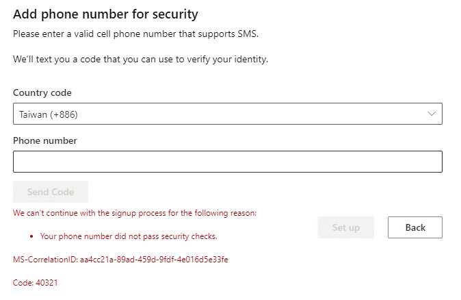 Microsoft 365 Developer phone number did not pass security checks ...