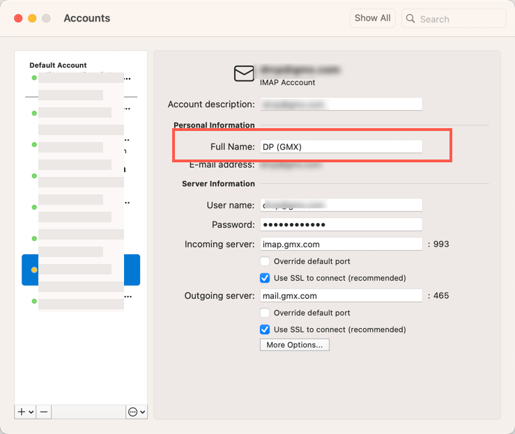 Change "Full Name" under Personal Information in Account Setup with ...