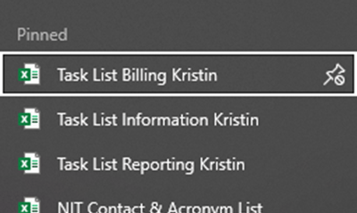 Taskbar Excel Pinned files, reorganizing them - Microsoft Q&A