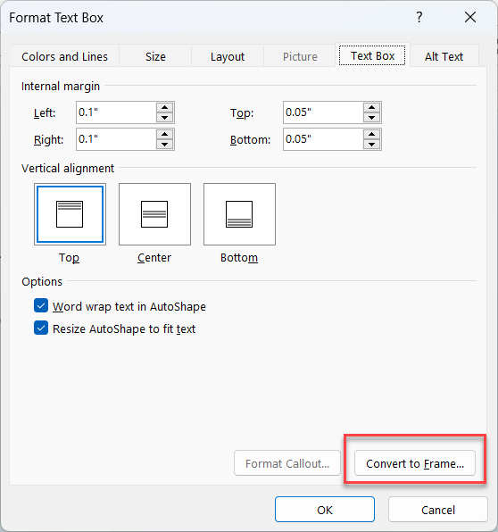 How to access the Format Text Box dialog using the Context Menu so I ...