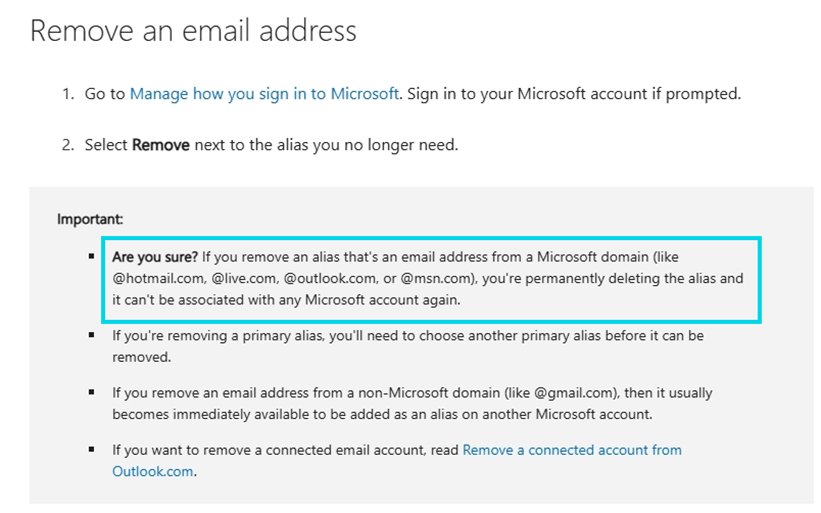 Is there a way to recover an alias that i removed from my account ...