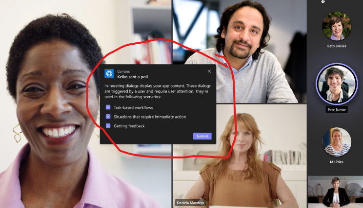 How to trigger a Dialog in the meeting interface of an attendee ...