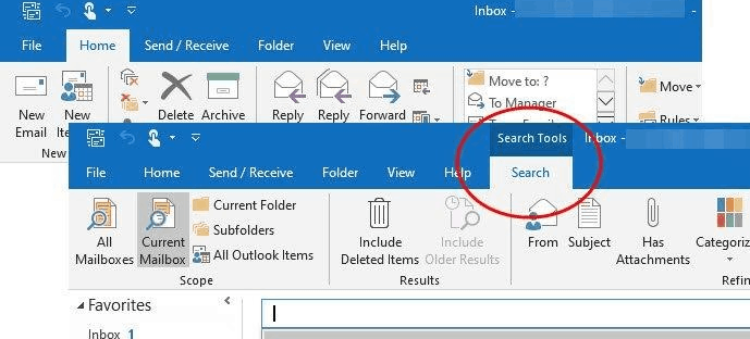 How can I remove folder name from the search box in outlook ? Currently ...