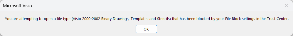 Visio stencil file type blocked by Trust Center - Microsoft Q&A